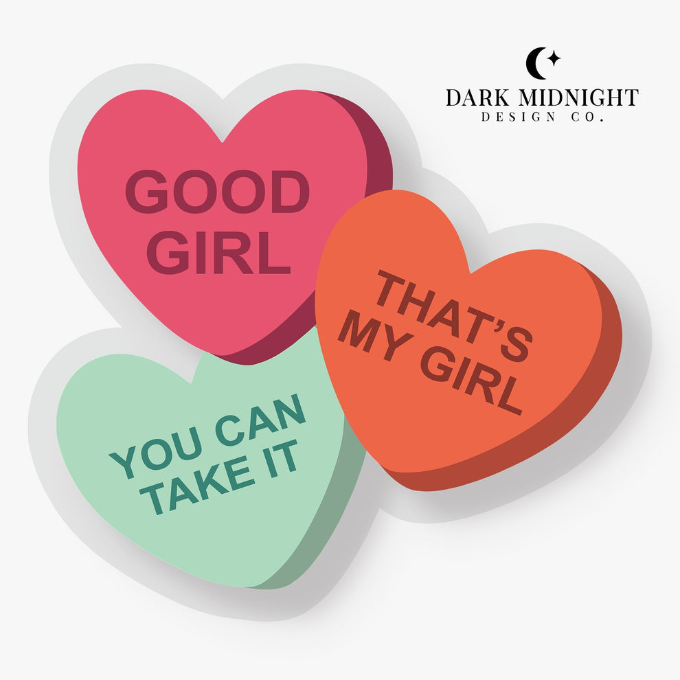 Good Girl Candy Hearts Sticker – Dark Midnight Design Co